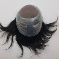 China Four Eyes Base Material Swiss Lace Front Human Virgin Hair Toupee for Men 110% Density for sale