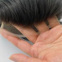China Four Eyes Base Material Swiss Lace Front Human Virgin Hair Toupee for Men 110% Density for sale