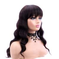 China Machine Made 100% Virgin Cuticle Aligned Human Hair Loose Wave Curly Blunt Bangs Wig for sale