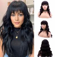 China Machine Made 100% Virgin Cuticle Aligned Human Hair Loose Wave Curly Blunt Bangs Wig for sale