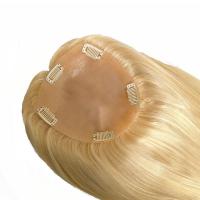 China Full Hand Made 2024 Trend Blonde Remy Wavy Curly European Human Hair Topper For Women for sale