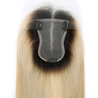 China Silk Base European Ash Blonde Straight Clip On Human Hair Topper With Hd Lace For Women for sale