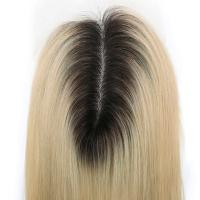 China Silk Base European Ash Blonde Straight Clip On Human Hair Topper With Hd Lace For Women for sale