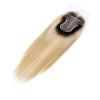 China Silk Base European Ash Blonde Straight Clip On Human Hair Topper With Hd Lace For Women for sale