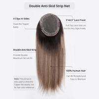 China 8-22 inches Length Hand-Tied Lace Front And Weft Hollow Net Brown Balayage Human Hair for sale