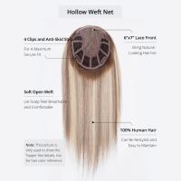 China 8-22 inches Length Hand-Tied Lace Front And Weft Hollow Net Brown Balayage Human Hair for sale