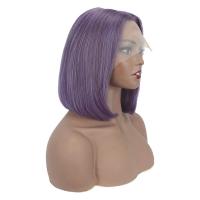 China Smoke Purple Color Straight Short Bob Wigs HD Lace Frontal Human Hair for Black Women for sale