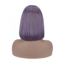 China Smoke Purple Color Straight Short Bob Wigs HD Lace Frontal Human Hair for Black Women for sale