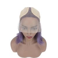China Smoke Purple Color Straight Short Bob Wigs HD Lace Frontal Human Hair for Black Women for sale