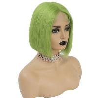China Green Color Brazilian Human Hair Short Bob Wigs 10inch with Baby Hair and HD Lace Frontal for sale