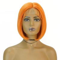 China Transparent Lace 150% Density Remy Hair Highlight Orange Straight Bob Wigs with Baby Hair for sale