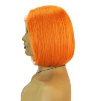 China Transparent Lace 150% Density Remy Hair Highlight Orange Straight Bob Wigs with Baby Hair for sale