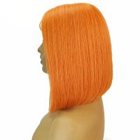 China 14inch HD Lace Front Bob Wigs with Natural Orange Silky Straight Human Peruvian Hair for sale