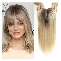 China Silk Base Clip In Topper 14 Inches 150% Density Natural Black/Dark Brown/Mocca Brown for sale