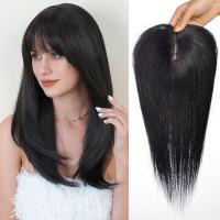 China Silk Base Clip In Topper 14 Inches 150% Density Natural Black/Dark Brown/Mocca Brown for sale