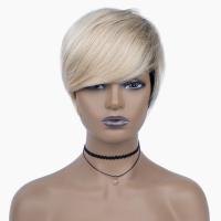 China Machine Made Human Hair Wig T1B 613 Blonde Color Short Straight Wigs For Black Women for sale