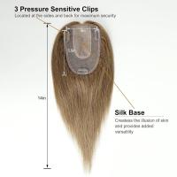 China Silk Base Clip In Topper 14 Inches 150% Density Natural Black/Dark Brown/Mocca Brown for sale