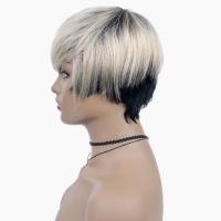 China Machine Made Human Hair Wig T1B 613 Blonde Color Short Straight Wigs For Black Women for sale