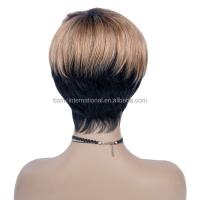 China T1B/27 Color Pre Plucked Short Human Hair Wigs for Black Women Brazilian Pixie Cut for sale