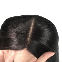 China 18 Inches European Natural Real Free Part Silk Base Human Hair Clip In Topper for Women for sale