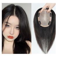 China 18 Inches European Natural Real Free Part Silk Base Human Hair Clip In Topper for Women for sale