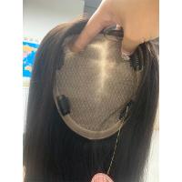 China 18 Inches European Natural Real Free Part Silk Base Human Hair Clip In Topper for Women for sale