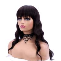 China Light Brown Bouncy Curly Human Hair Wigs with Bangs Peruvian Remy Afro Kinky Curls for sale