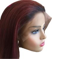 China 100% Human Hair Brazilian 99J Ombre Full Lace Wig Swiss 360 Lace Front 10-24 Inch Transparent HD for sale
