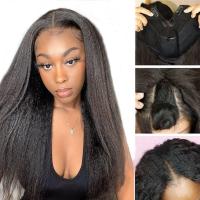 China Wigs Length Long V Part Glueless Afro Kinky Straight Human Hair Wig 250% Density for sale