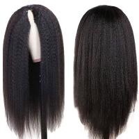 China Wigs Length Long V Part Glueless Afro Kinky Straight Human Hair Wig 250% Density for sale