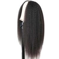 China Wigs Length Long V Part Glueless Afro Kinky Straight Human Hair Wig 250% Density for sale