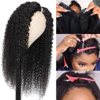 China 8-32inch V Part Wig Human Hair Raw Burmese Hair for Natural Hairline and Kinky Curly Look for sale