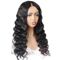 China Loose Wave V Part Wigs Online with Natural Hairline and Full Machine Made Double Drawn for sale
