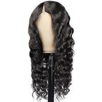 China Loose Wave V Part Wigs Online with Natural Hairline and Full Machine Made Double Drawn for sale