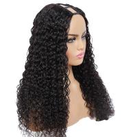 China Loose Wave V Part Wigs Online with Natural Hairline and Full Machine Made Double Drawn for sale