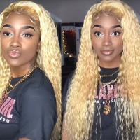 China Hair Grade Remy Hair Italian Long Curly Transparent Lace Front 613 Blonde Human Hair Wigs for sale