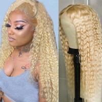 China Hair Grade Remy Hair Italian Long Curly Transparent Lace Front 613 Blonde Human Hair Wigs for sale