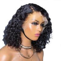 China Light Brown Water Wave Bob Wig Raw Brazilian Virgin Human Hair Hd Full Lace Frontal Wig for sale