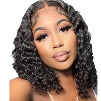 China Light Brown Water Wave Bob Wig Raw Brazilian Virgin Human Hair Hd Full Lace Frontal Wig for sale