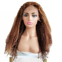 China Remy Hair Brazilian Virgin Human Hair Kinky Curly Lace Front Wigs P4/27 for Black Women for sale