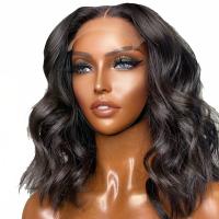China Short Length Light Brown Lace Front Human Hair Ocean Body Wave Bob Wig for Black Women for sale