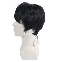 China 150% Density Natural Black Short Human Hair Wig for Men Layered Full Replacement Hair for sale