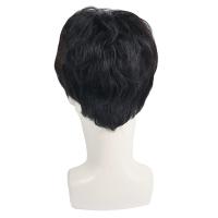 China 150% Density Natural Black Short Human Hair Wig for Men Layered Full Replacement Hair for sale