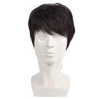 China 150% Density Natural Black Short Human Hair Wig for Men Layered Full Replacement Hair for sale