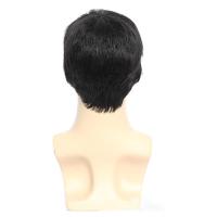 China 150% Density Natural Black Short Human Hair Wig for Men Layered Full Replacement Hair for sale