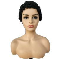 China Machine Made Short Curly Human Hair Wig Afro Curly No Lace Closure Virgin Brazilian for sale