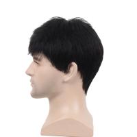 China Custom Glueless Short Wigs Natural Brazilian Human Hair for Young Men at 250% Density for sale