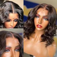 China Very Black 13x6 Lace Frontal Short Style Bob Body Wave Human Hair Wigs for Black Women for sale