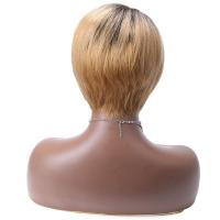 China Long Vietnamese Raw Virgin HD 13x1 T Part Lace Front Pixie Cut Human Hair Wigs Ombre Brown for sale