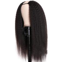 China Virgin Hair Advantage Kinky Straight Human Hair Glueless U Part Wig for Bulk Purchase for sale